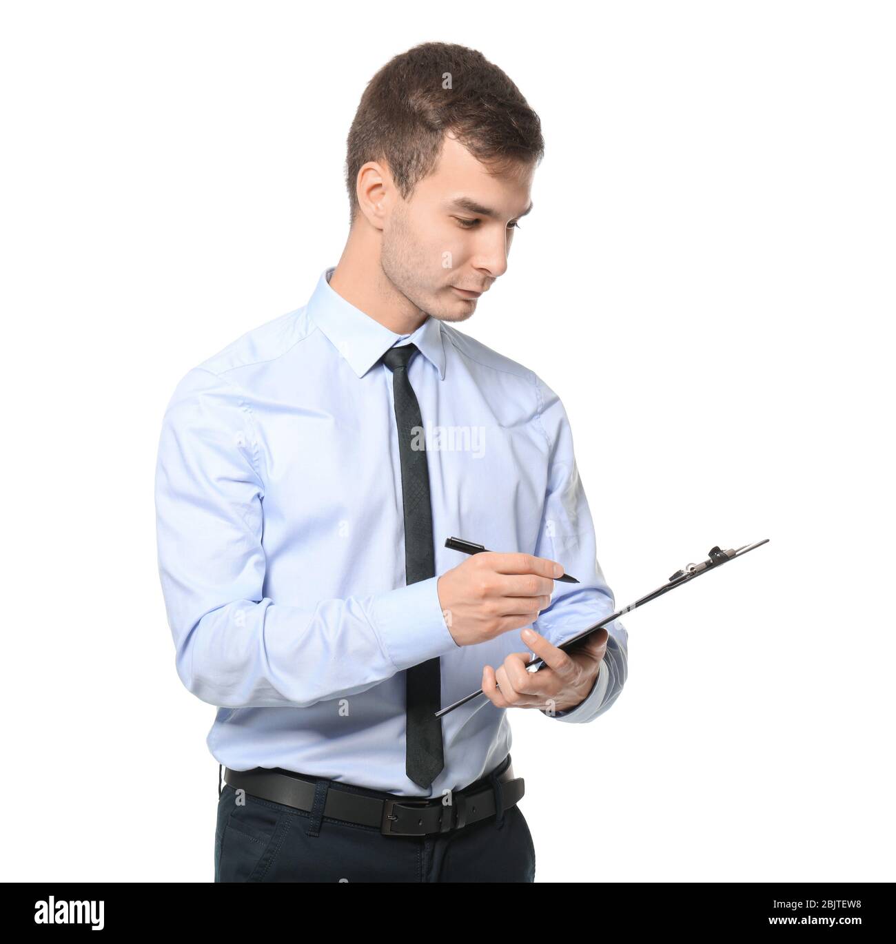 Professional male car dealer writing hi-res stock photography and ...