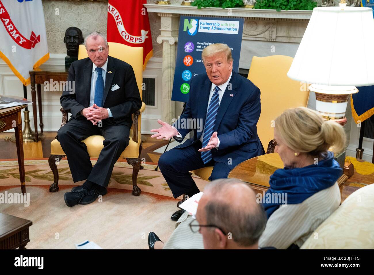 United States President Donald J. Trump makes remarks as he meets with ...