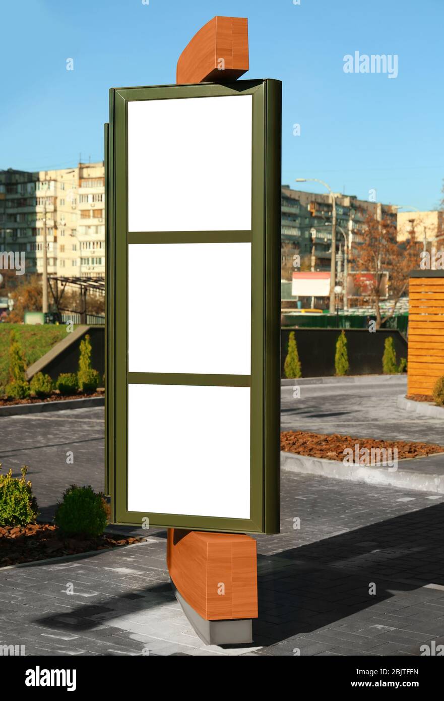 Blank advertising board on city street Stock Photo - Alamy