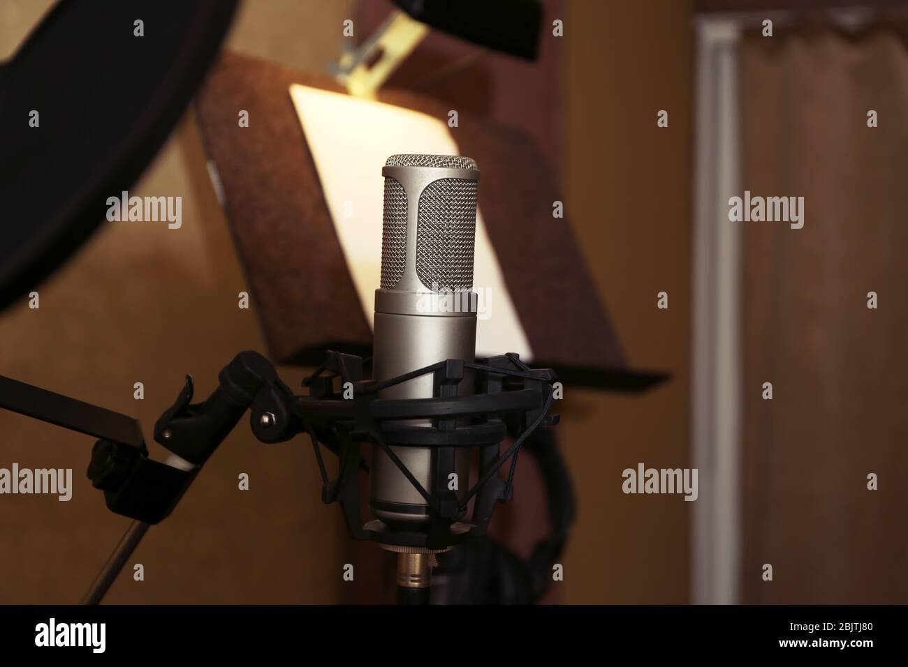 View of microphone at radio station Stock Photo - Alamy