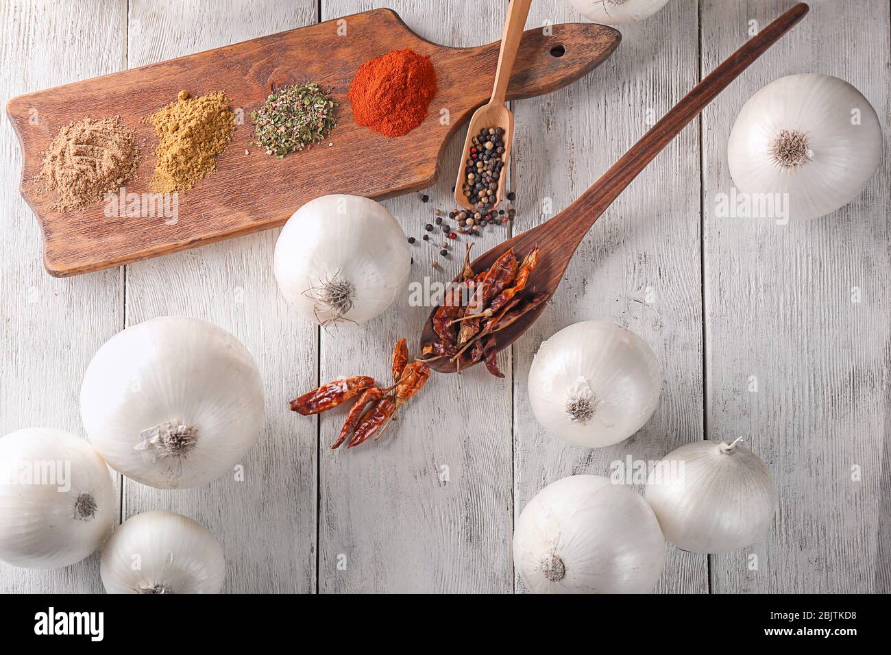Composition fresh onions chili hi-res stock photography and images - Alamy
