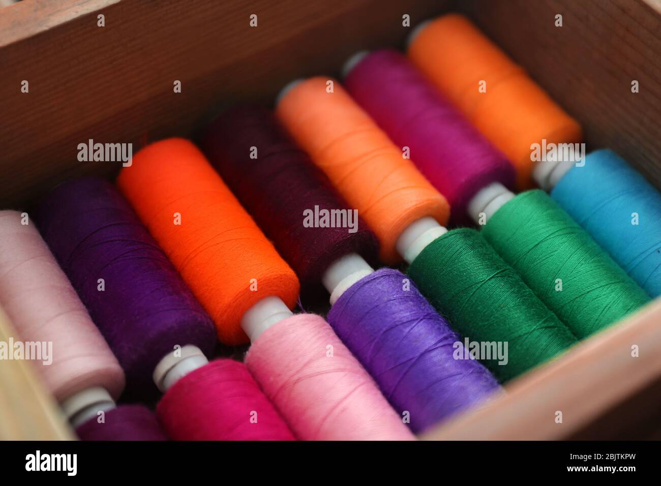 Wooden sewing box threads hi-res stock photography and images - Alamy
