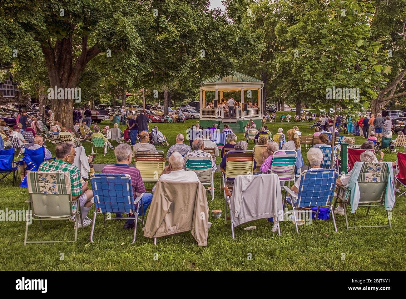 A band concert on the Town Common in Petersham, Massachusetts Stock ...