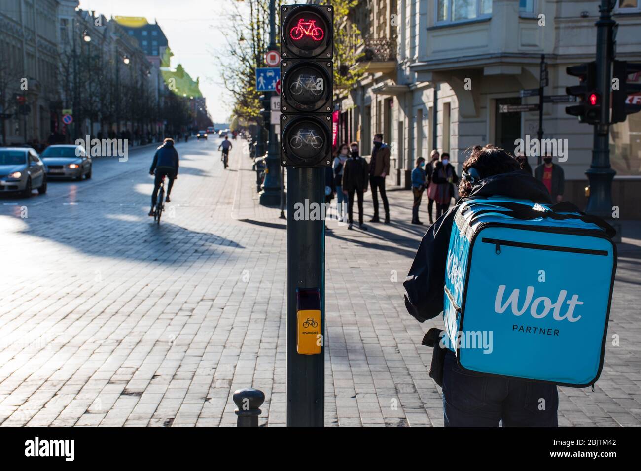 Wolt, online food ordering and delivery service that takes orders via a mobile app, bicycle stop ...