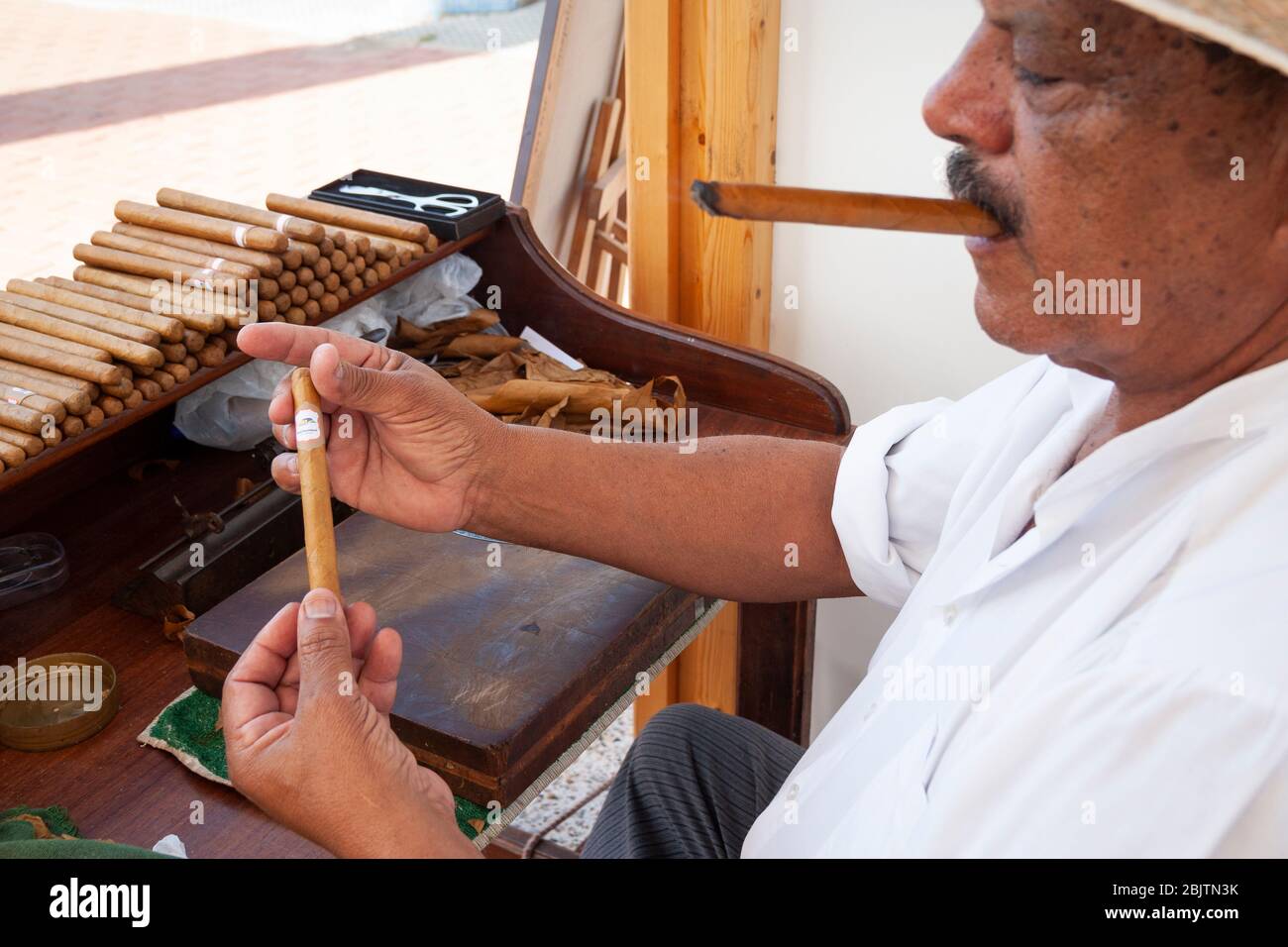 Man making cigars on Gran Canaria, Canary Islands, Spain Stock Photo ...