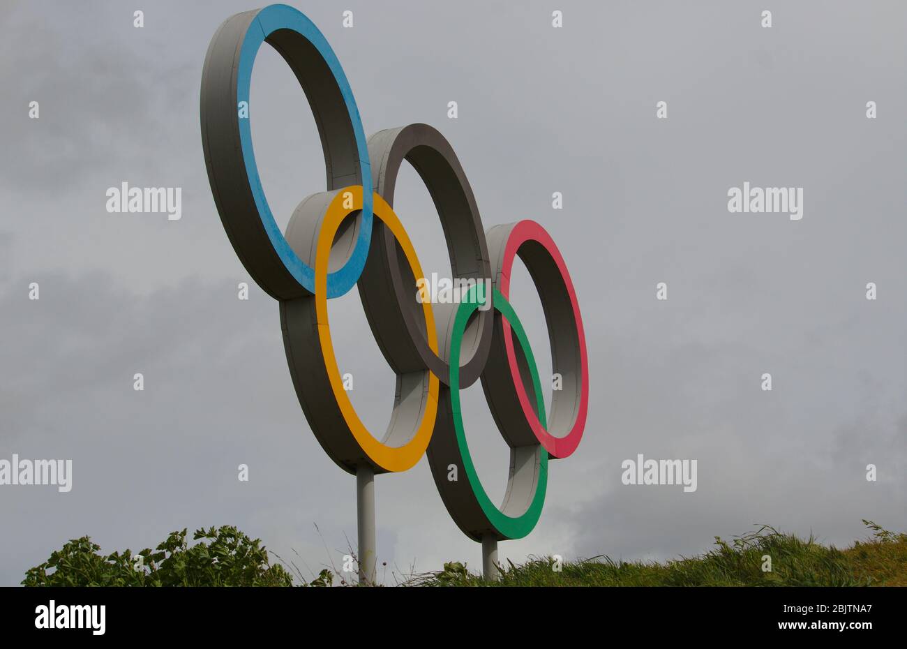 Olympic rings in Stratford London Stock Photo - Alamy