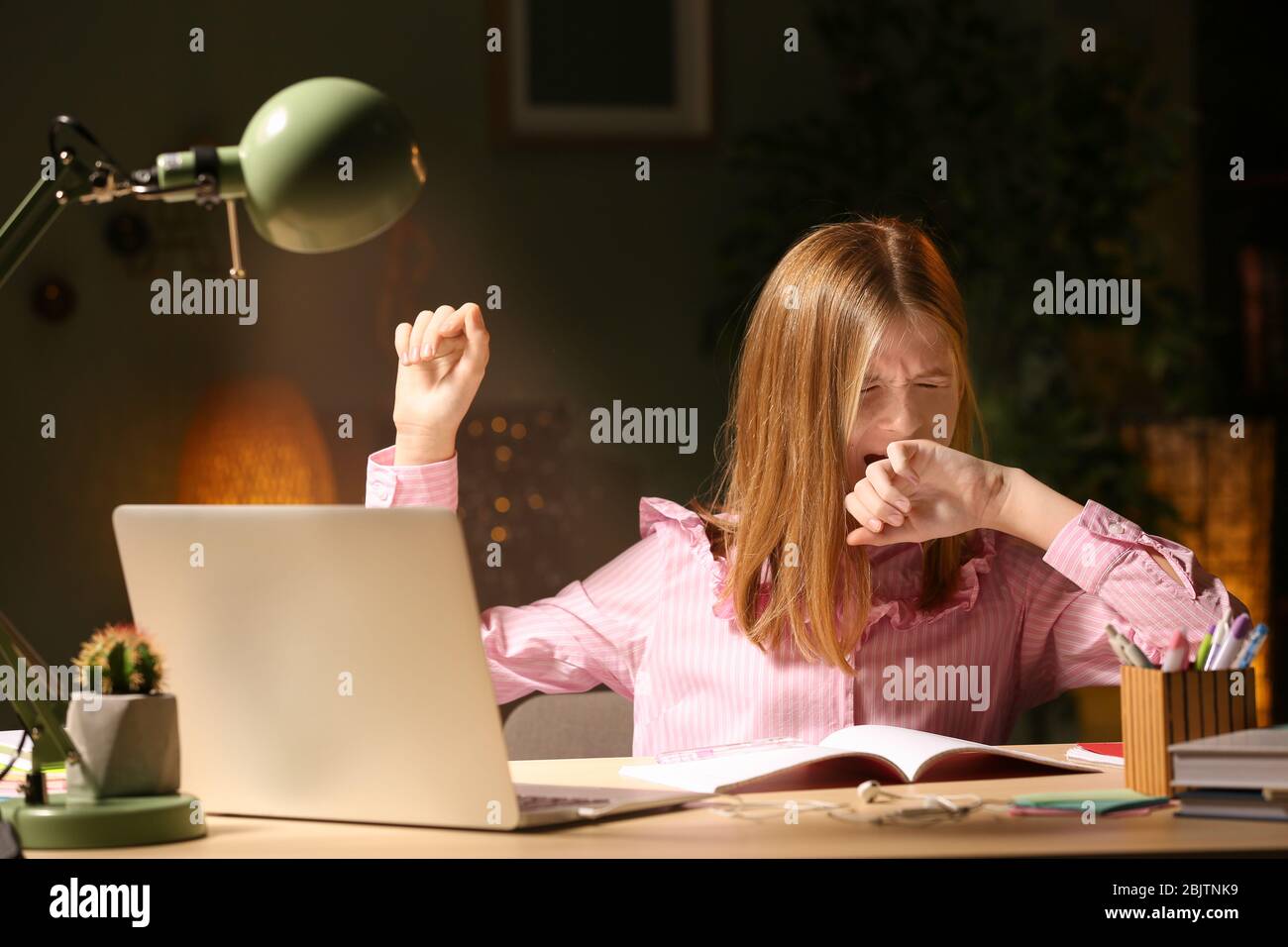 Kid homework yawning hi-res stock photography and images - Alamy