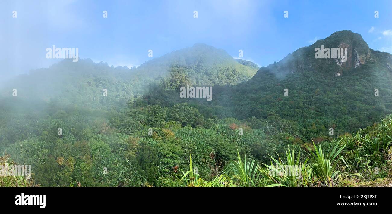 A panorama of Sibayak Volcano in Sumatra Island, Indonesia Stock Photo ...