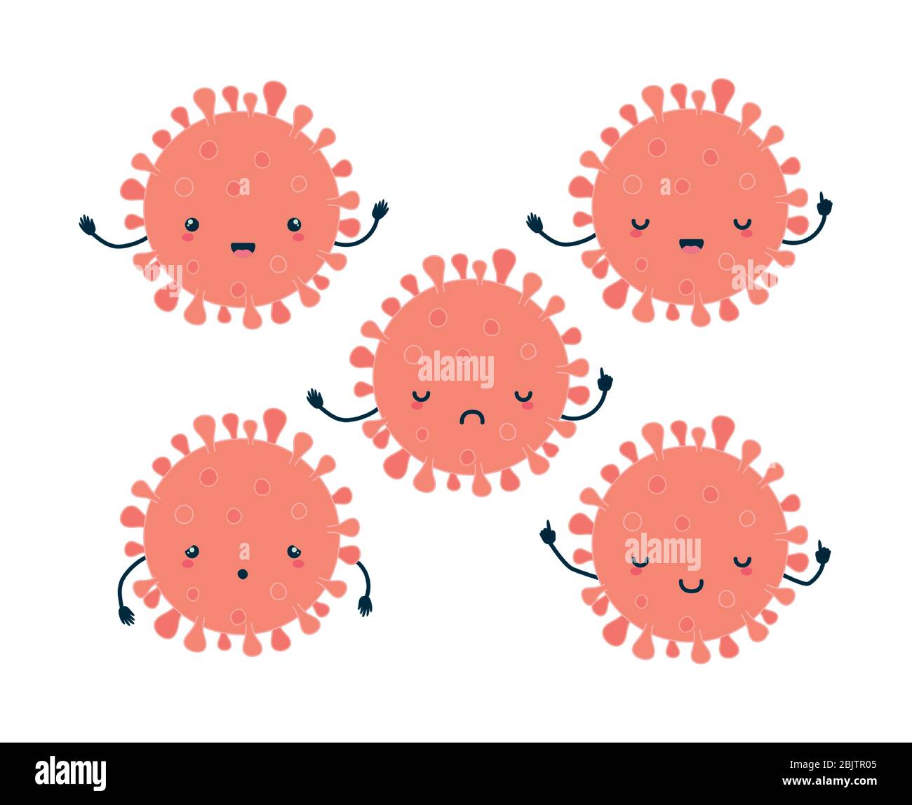 Covid 19 virus cartoons set with hands vector design Stock Vector Image ...