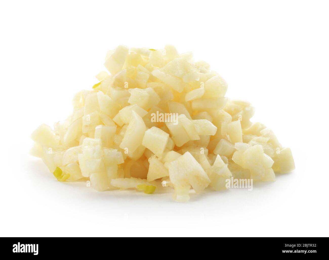 Fresh chopped garlic on white background Stock Photo - Alamy