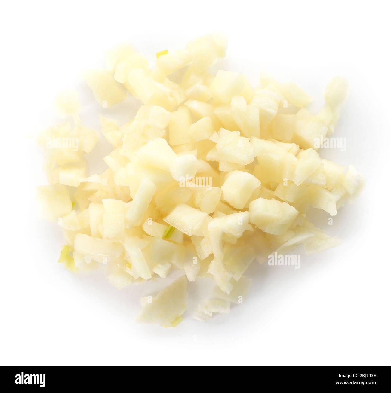 Fresh chopped garlic on white background Stock Photo - Alamy