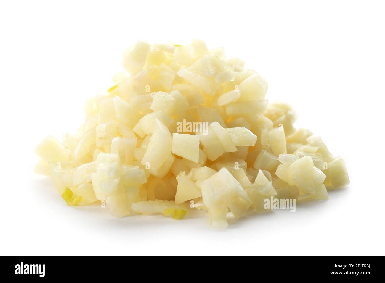 Fresh chopped garlic on white background Stock Photo - Alamy