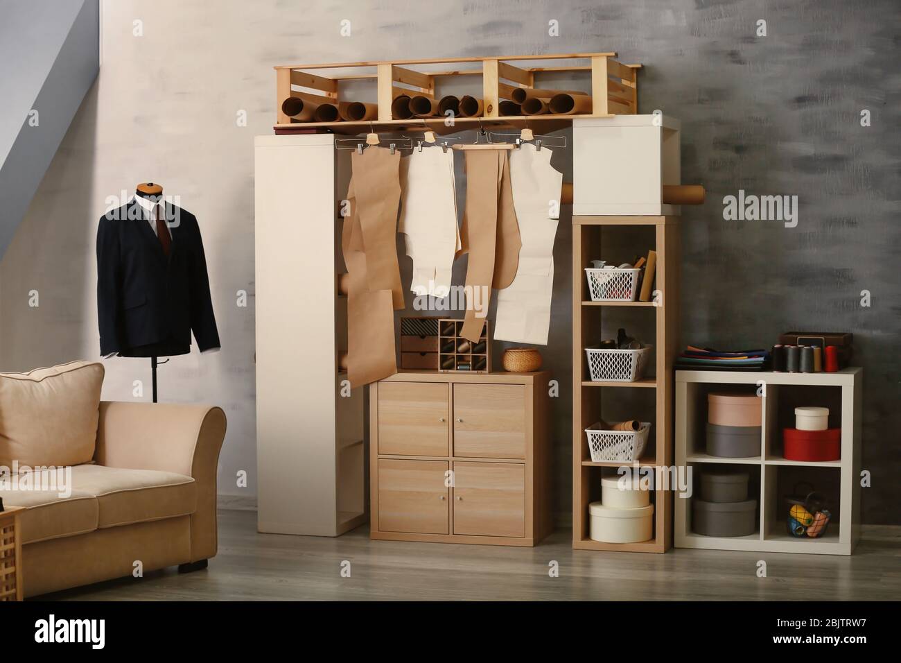 Interior of modern tailor's workshop Stock Photo - Alamy