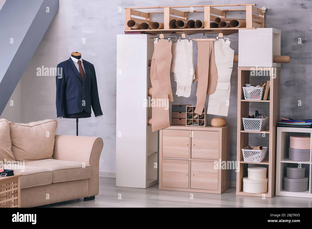 Interior of modern tailor's workshop Stock Photo - Alamy