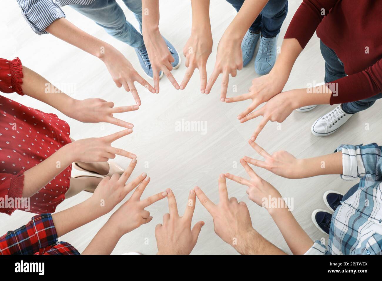 Young people making circle with their hands as symbol of unity Stock ...