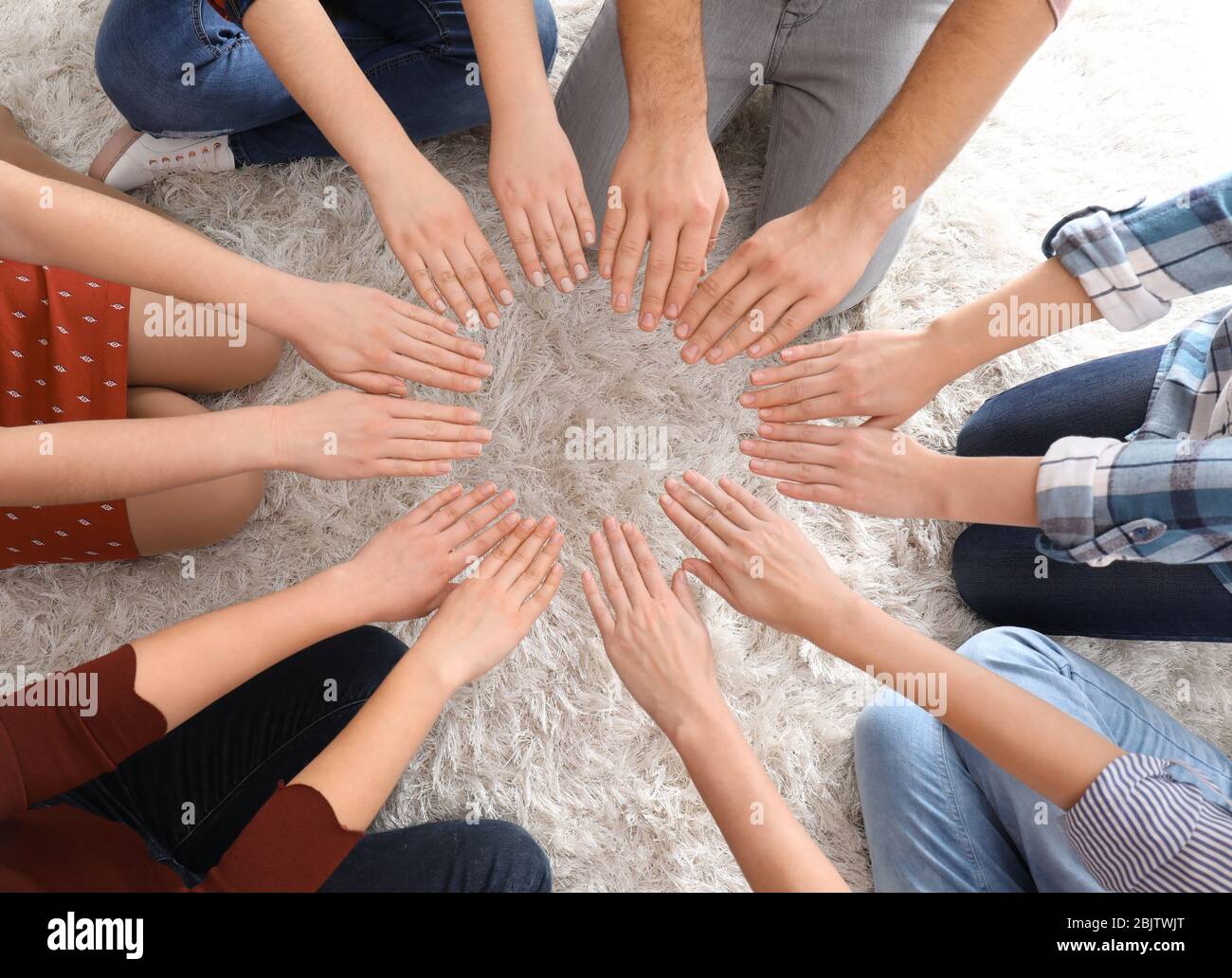 Young people making circle with their hands as symbol of unity Stock ...