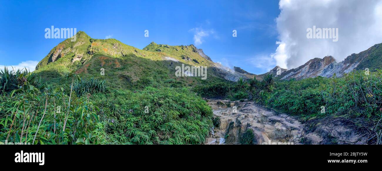 A panorama of Sibayak Volcano in Sumatra Island, Indonesia Stock Photo ...