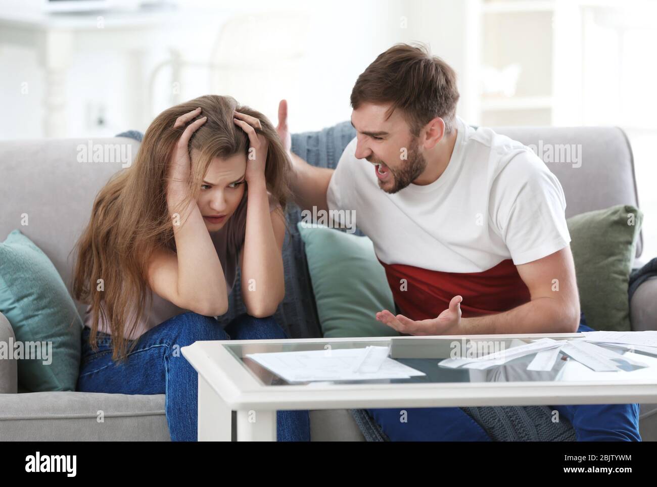 Couple arguing about money at home. Problems in relationship Stock ...