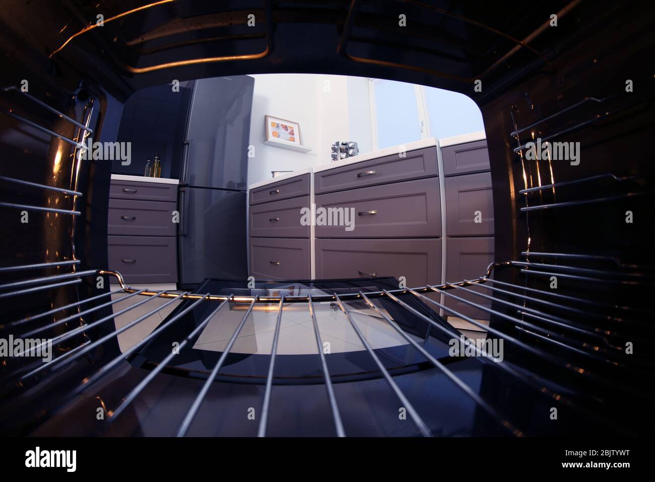 Modern empty oven, view from inside Stock Photo - Alamy