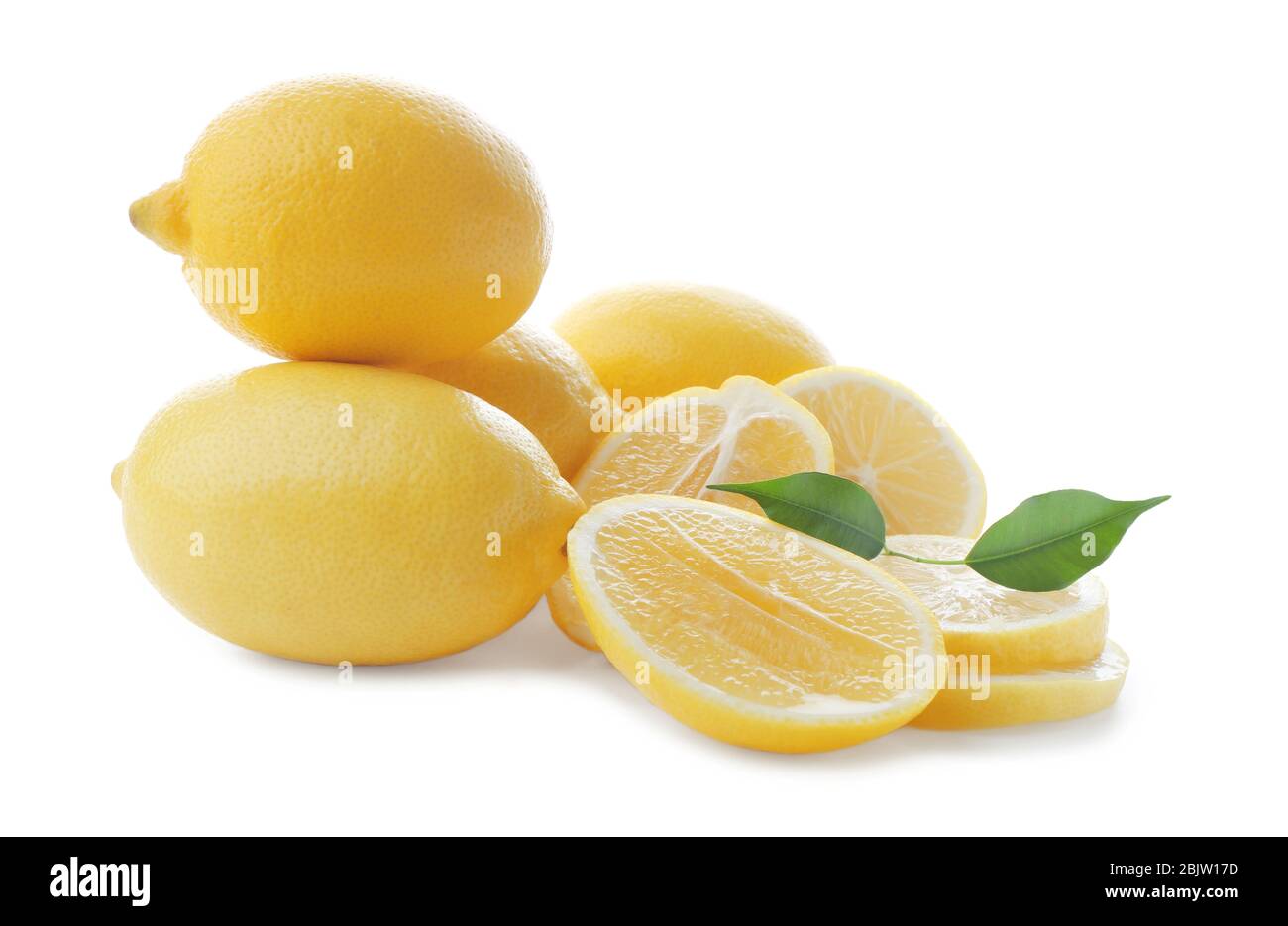 Fresh ripe lemons on white background Stock Photo - Alamy