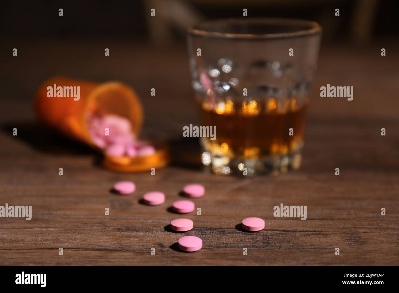 Alcohol with drugs on table hi-res stock photography and images - Alamy