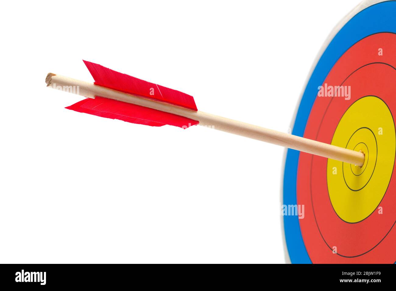 Target with Arrow Closeup Cut Out in White Stock Photo - Alamy