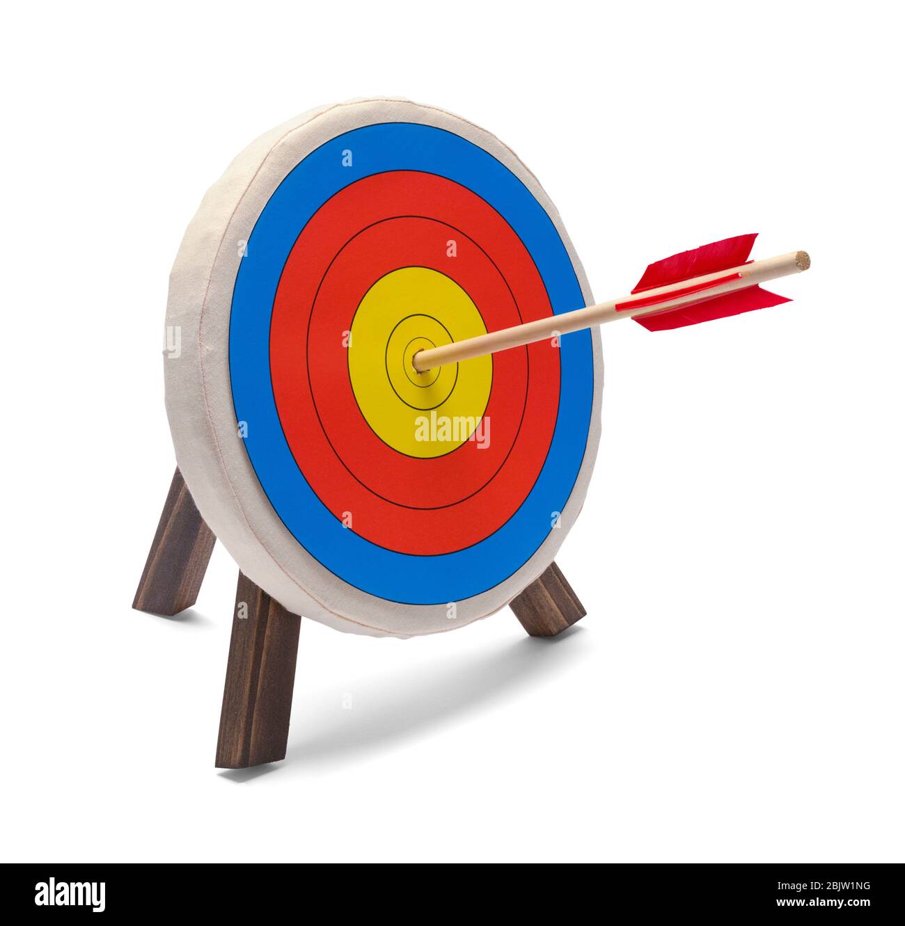 Arrow Stuck in Target Isolated on White Stock Photo - Alamy