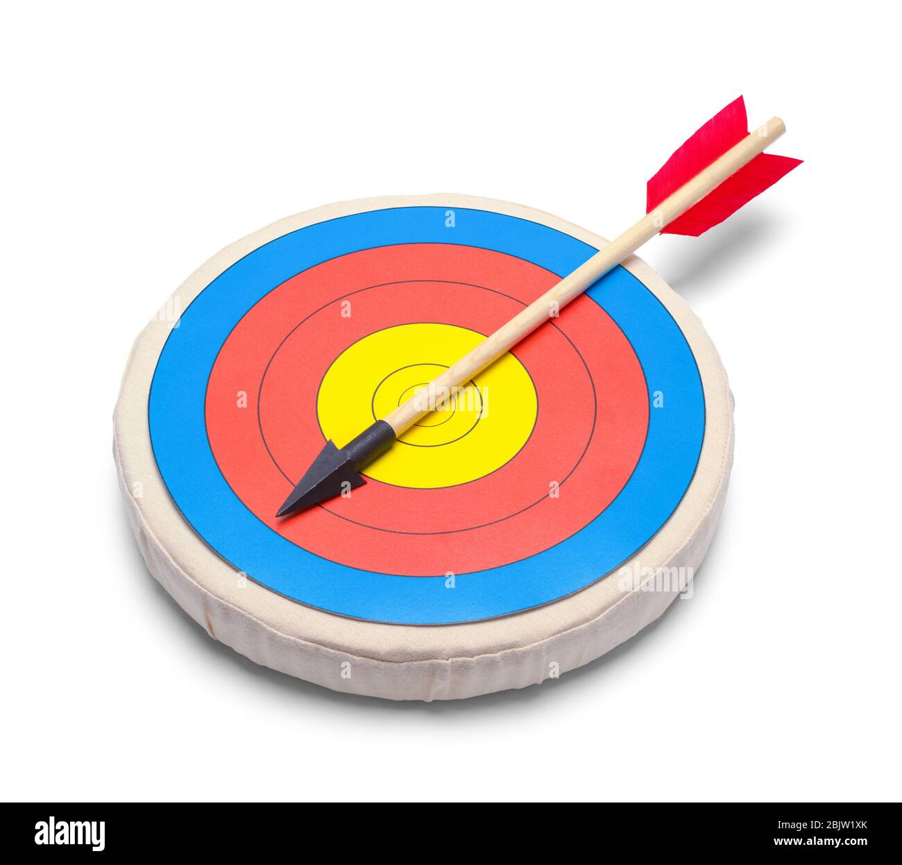 Arrow with Point Laying on Target Isolated on White Stock Photo - Alamy