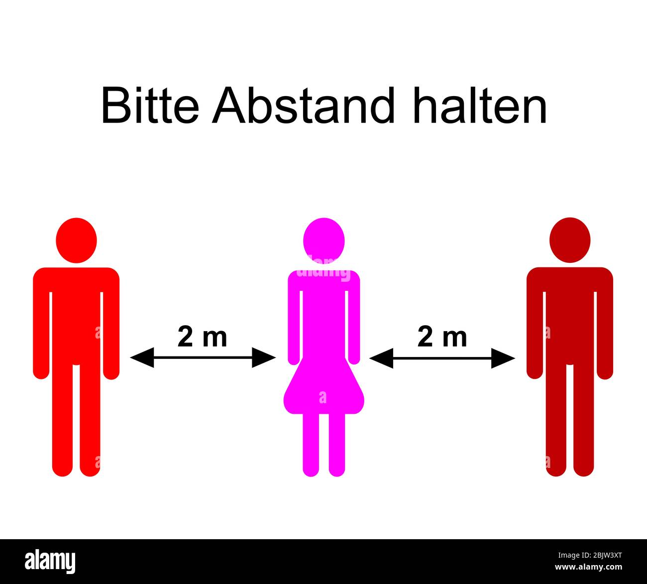 Bitte Abstand halten, please keep your distance, illustration Stock ...