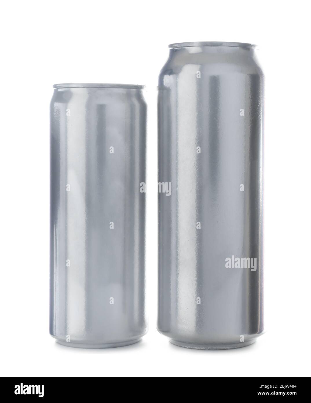 Two aluminum cans on white background Stock Photo - Alamy