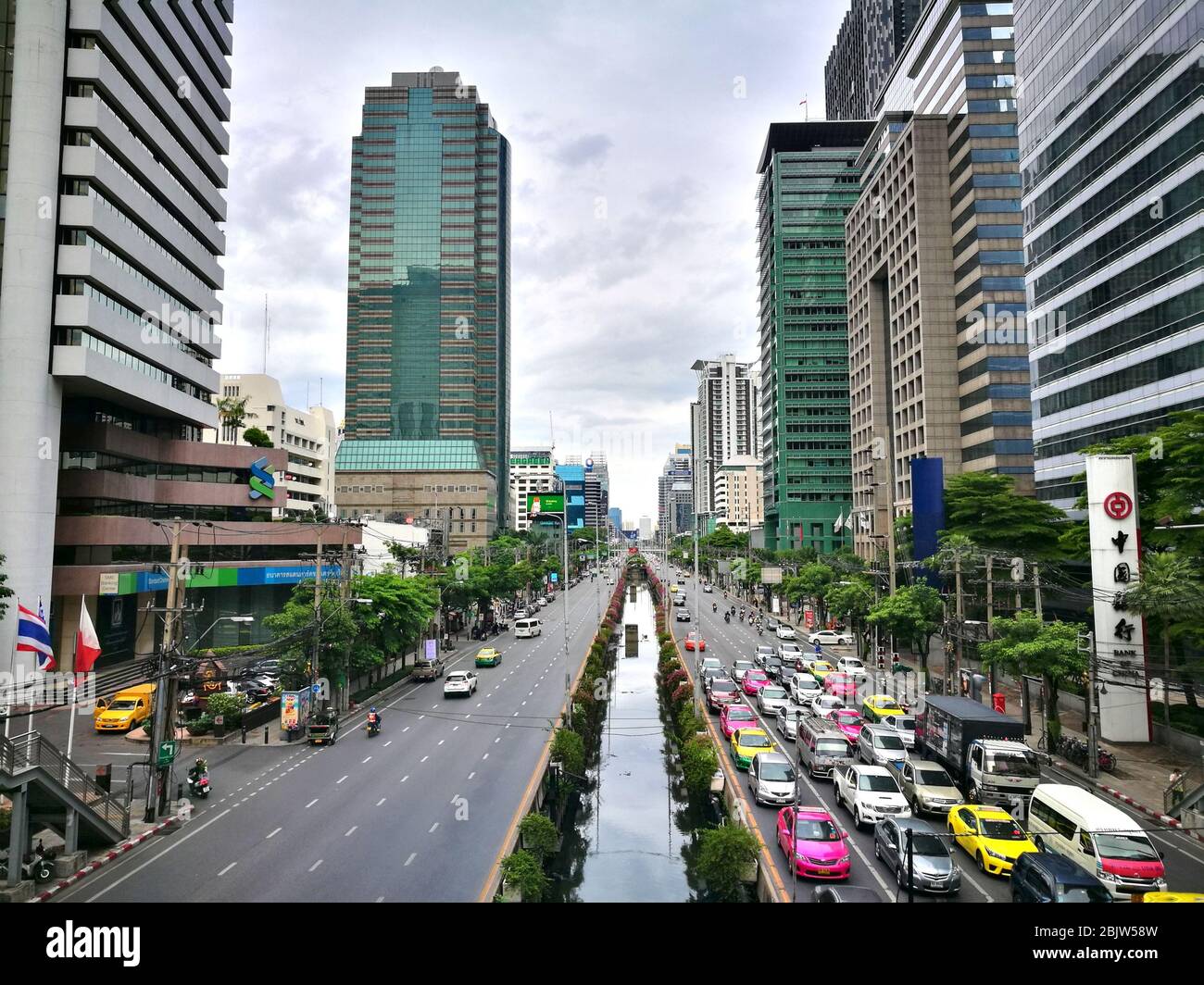 Bangkok , thailand : june 8,2017 Sathon Road is a major road that ...