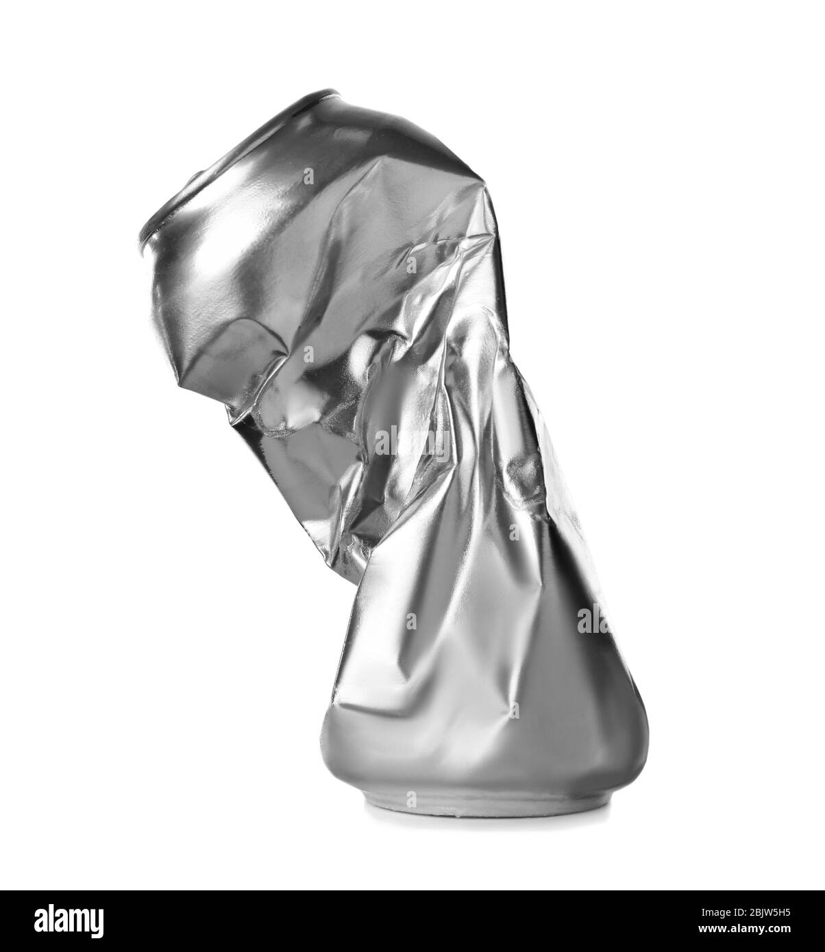 Crumpled tin can on white background Stock Photo - Alamy