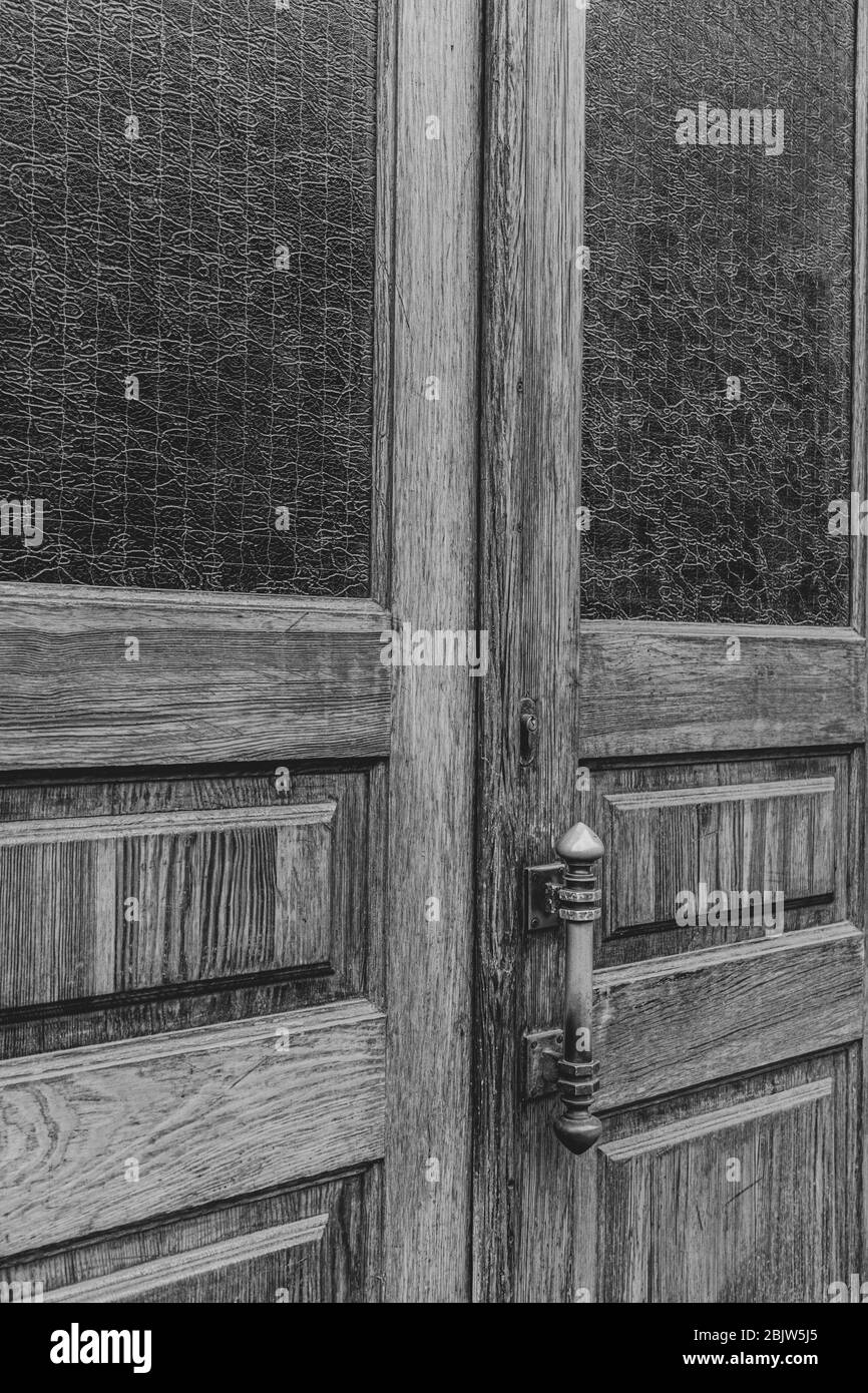 Glass double door Black and White Stock Photos & Images - Alamy