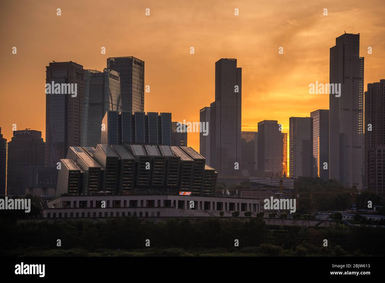 Chongqing, China - August 2019 : View of the tall highrise residential ...