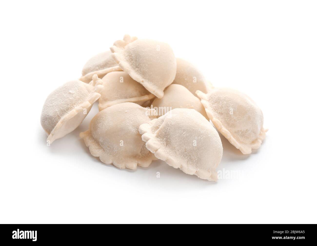 Raw dumplings on white background Stock Photo - Alamy