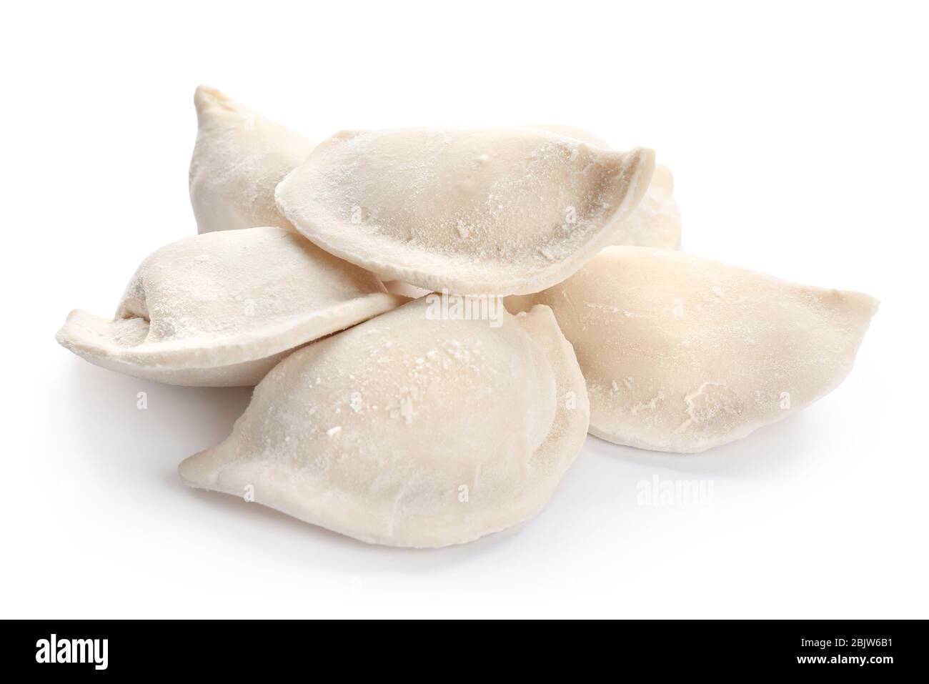 Raw dumplings on white background Stock Photo - Alamy
