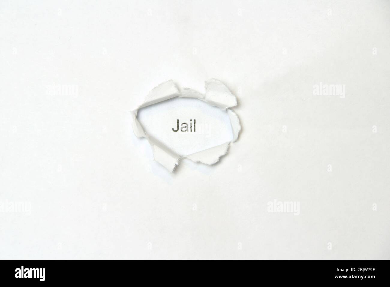 Word jail on white isolated background, the inscription through the ...