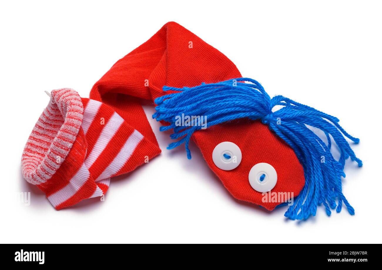Red Sock Puppet Isolated on White Background Stock Photo - Alamy