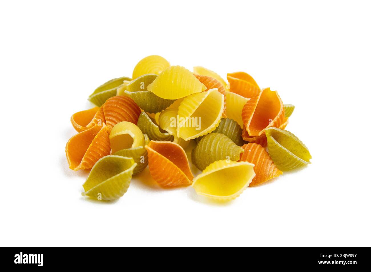 Colored conchiglie shell pasta isolated on white background Stock Photo ...