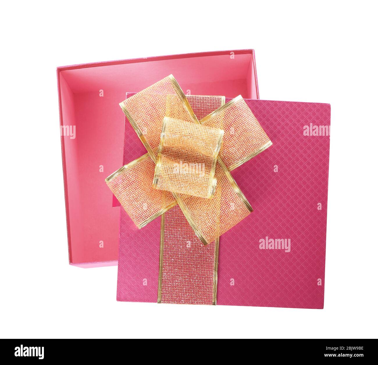 Open beautiful gift box on white background Stock Photo - Alamy