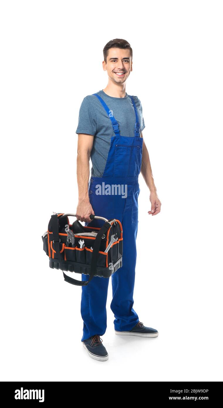 Young workman in uniform Cut Out Stock Images & Pictures - Alamy