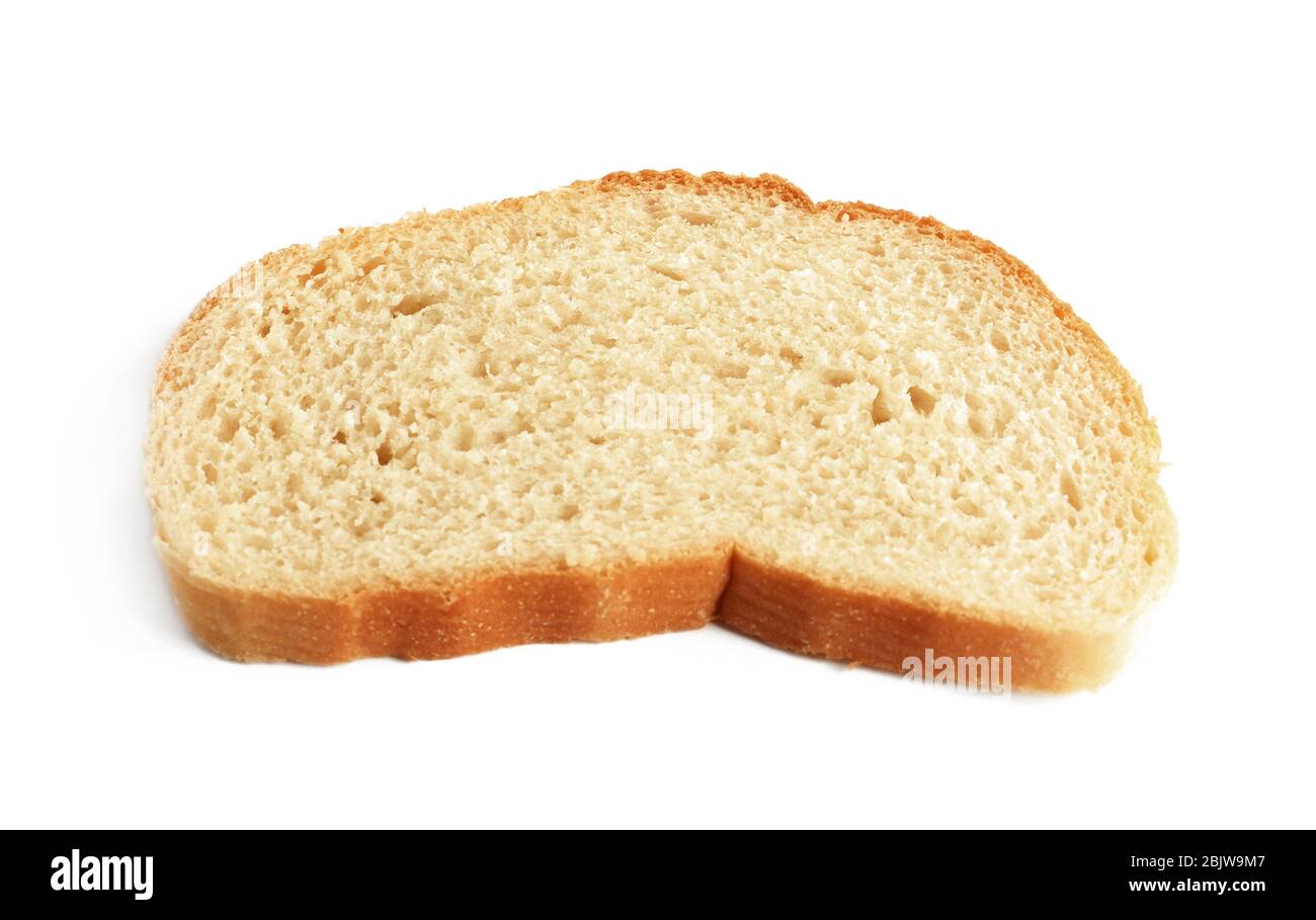 Slice of bread on white background Stock Photo - Alamy