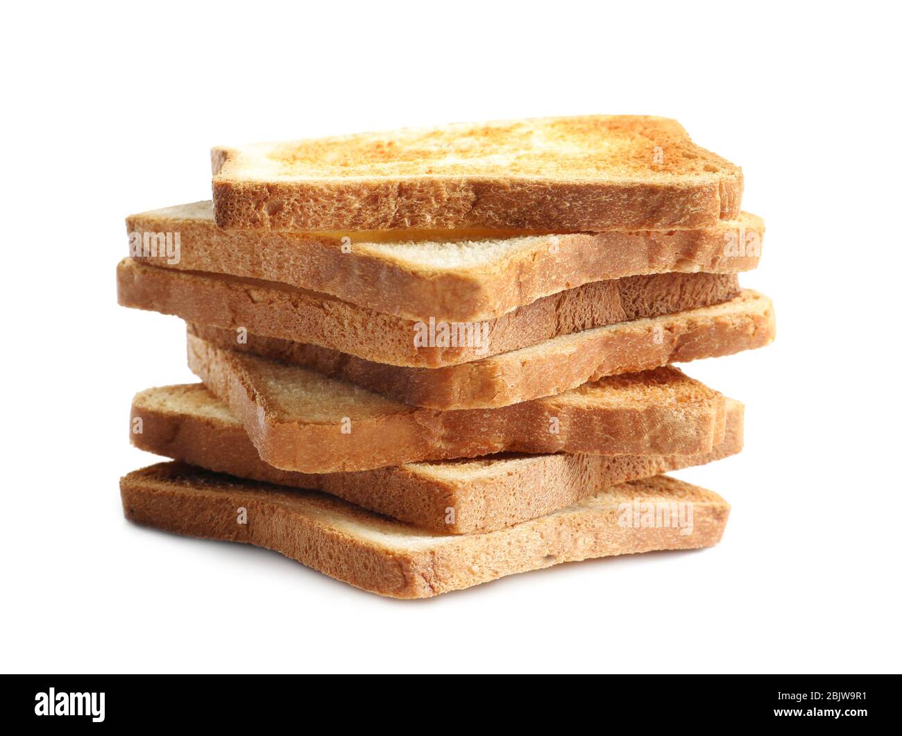 Toasted bread on white background Stock Photo - Alamy
