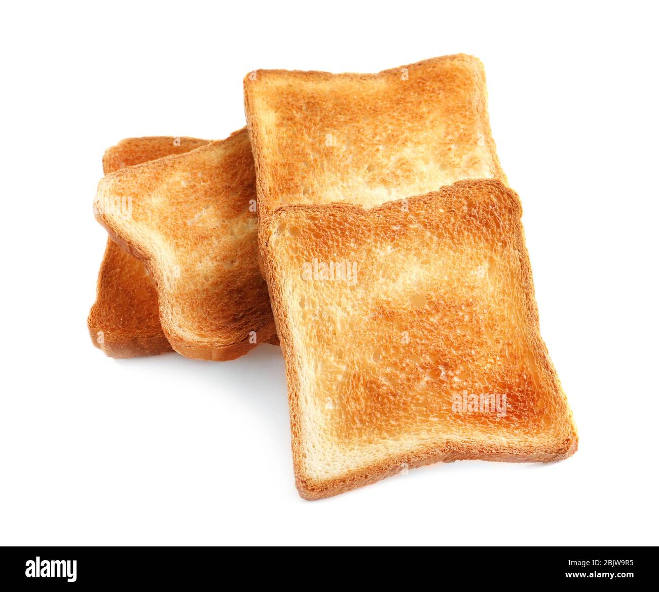 Toasted bread on white background Stock Photo - Alamy