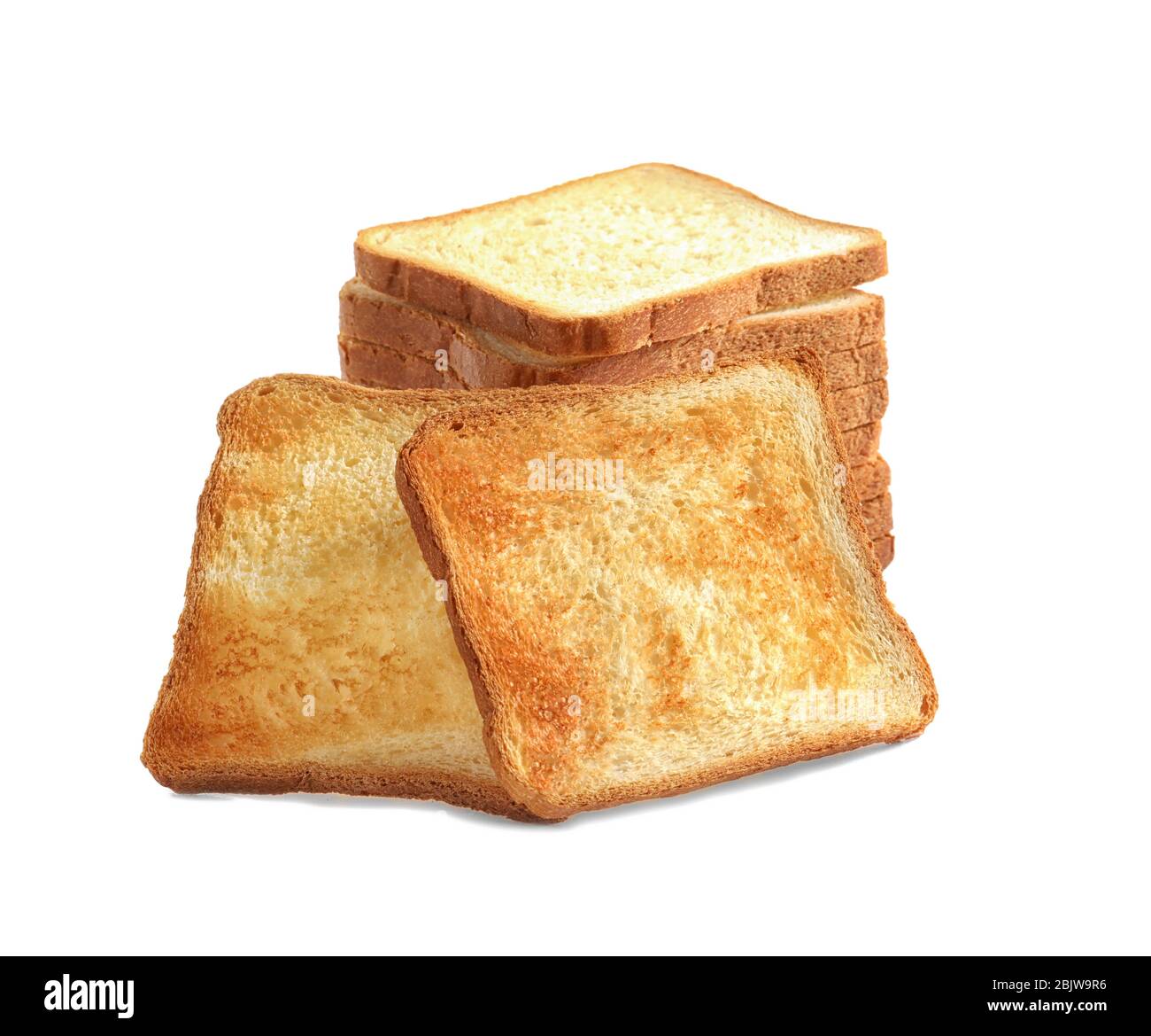 Toasted bread on white background Stock Photo - Alamy