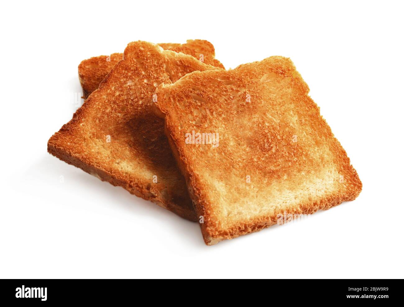 Toasted bread on white background Stock Photo - Alamy