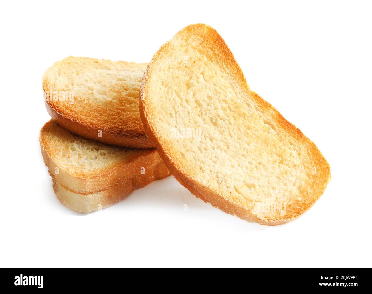 Toasted bread on white background Stock Photo - Alamy