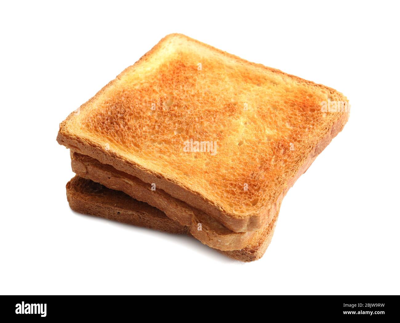Toasted bread on white background Stock Photo - Alamy