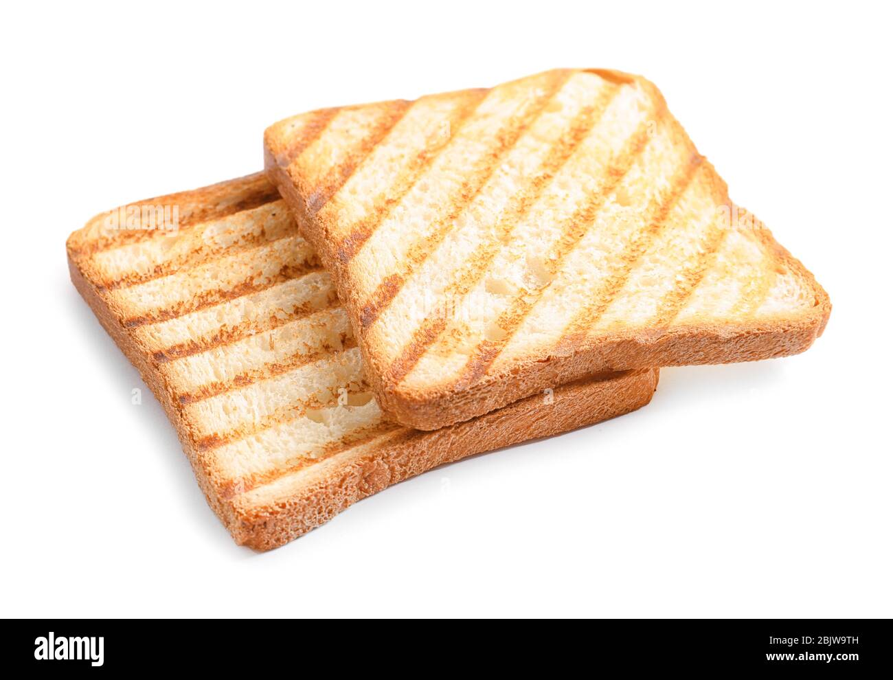Toasted bread on white background Stock Photo - Alamy