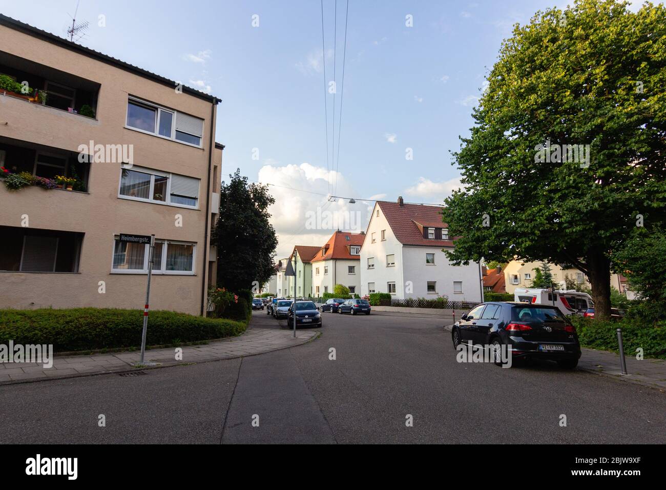 Typical german houses and street in Feuerbach-Mitte neighborhood in ...